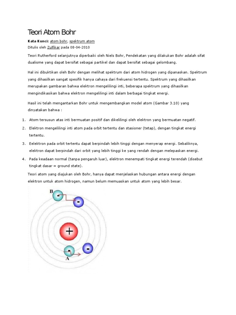 Teori Dari Atom Bohr Perkembangan Lima Teori Atom Oleh Para Ilmuwan