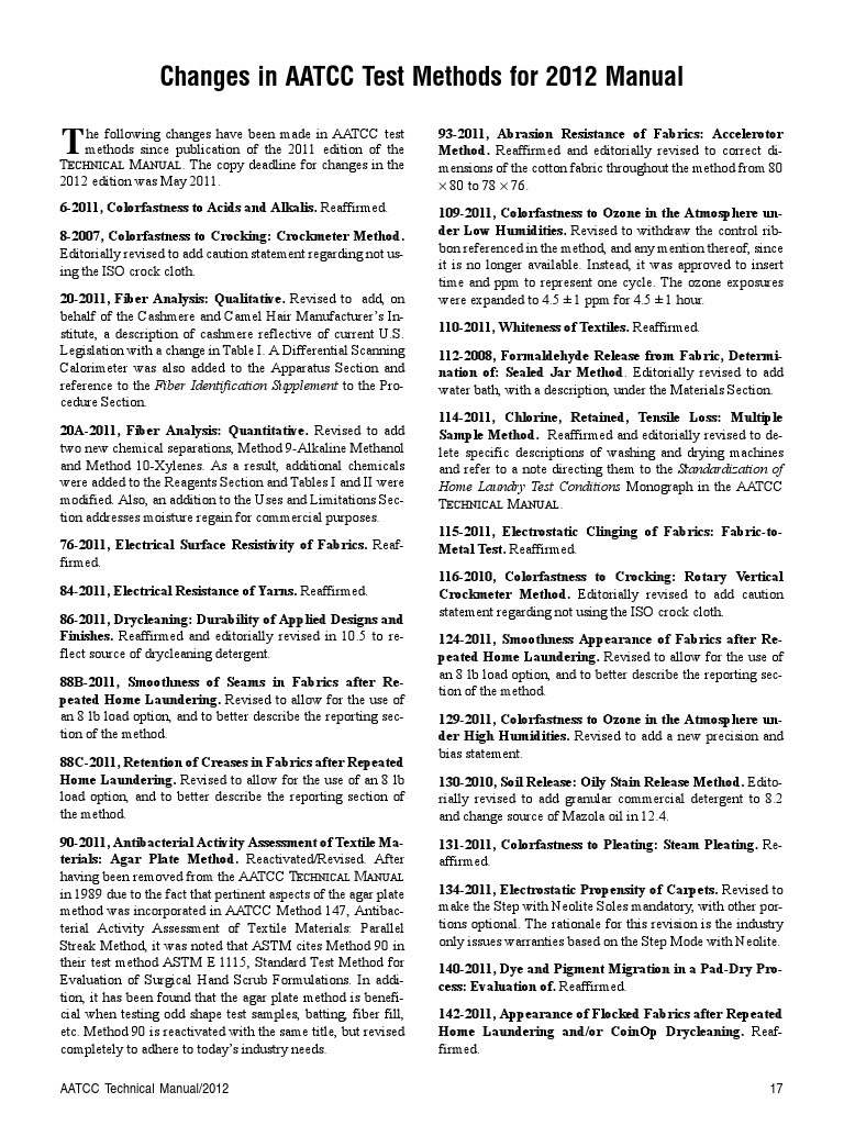 Aatcc | PDF | Textiles | Chemistry