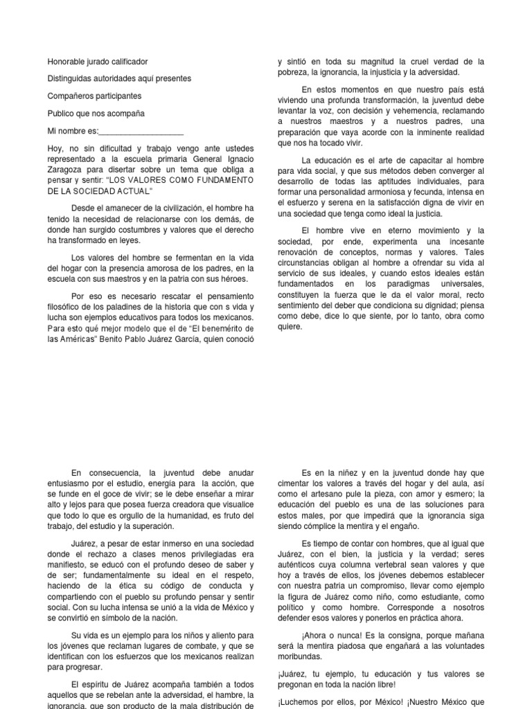 Discurso de Oratoria | PDF | Juventud | Justicia