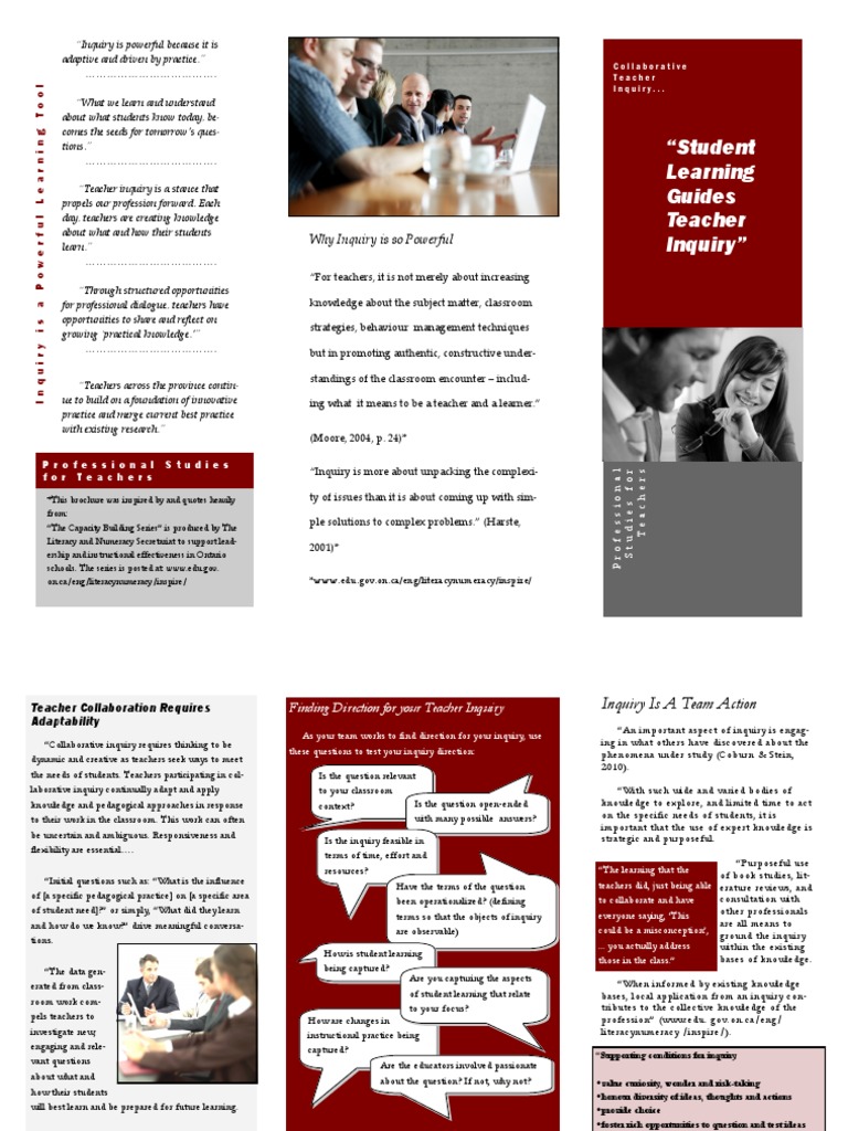 Student Learning Guides Teacher Inquiry | PDF | Inquiry | Reflective ...