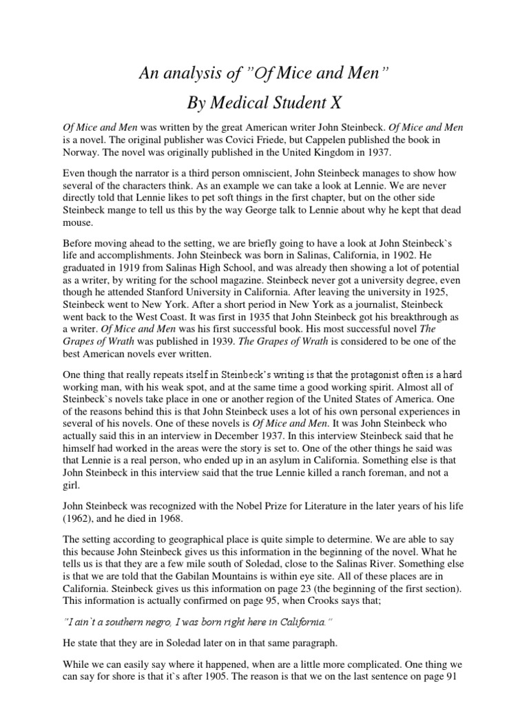 Analysis of Mice and Men | PDF | John Steinbeck