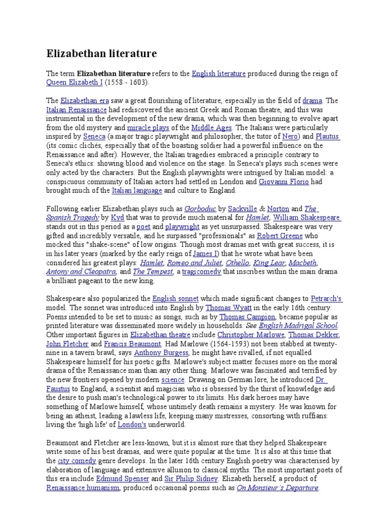 Elizabethan Literature | English Renaissance | Poetry