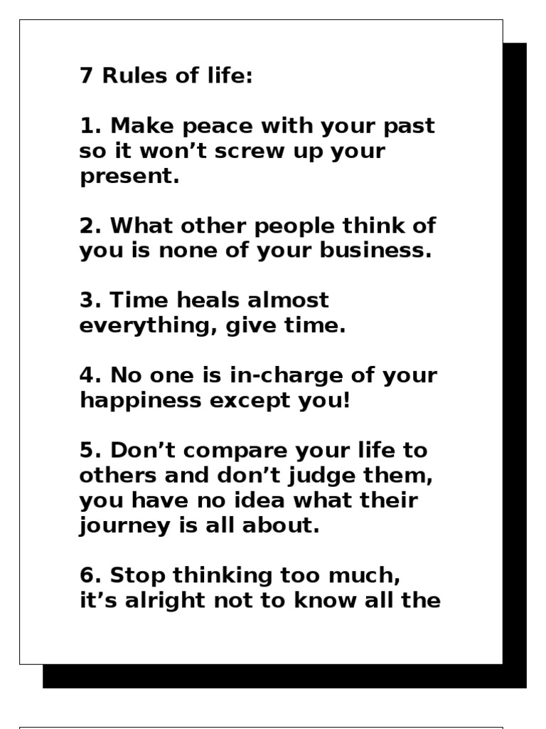 7 Rules in Life | PDF