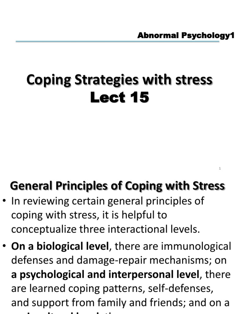 Lect 15 Coping Strategies With Stress | PDF | Coping (Psychology ...
