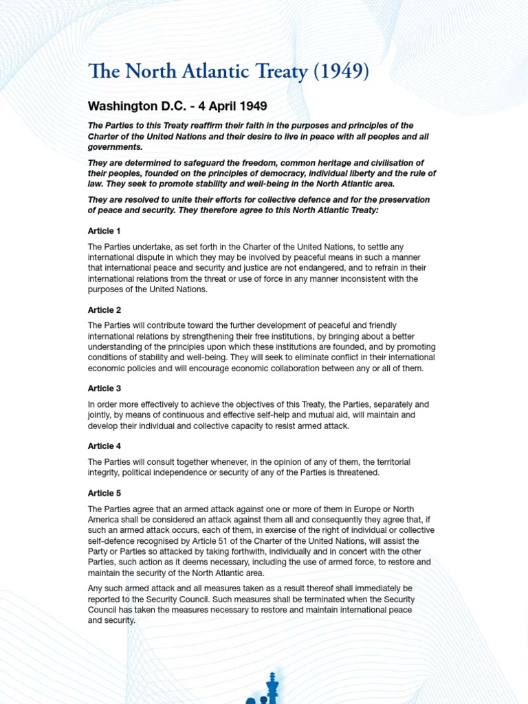 North Atlantic Treaty Overview (1949) | PDF | Treaty | Ratification