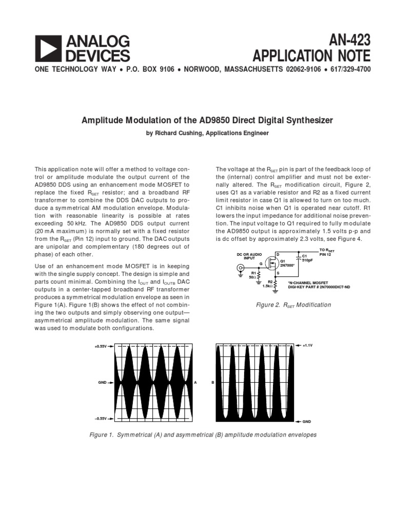 Amplitude Modulation of The AD9850 | PDF | Modulation | Electronic Circuits