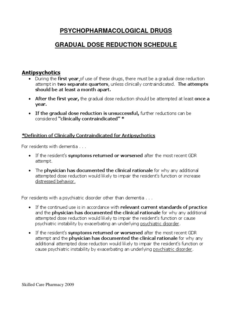 Gradual Dose Reduction Schedule | Antipsychotic | Mental Disorder