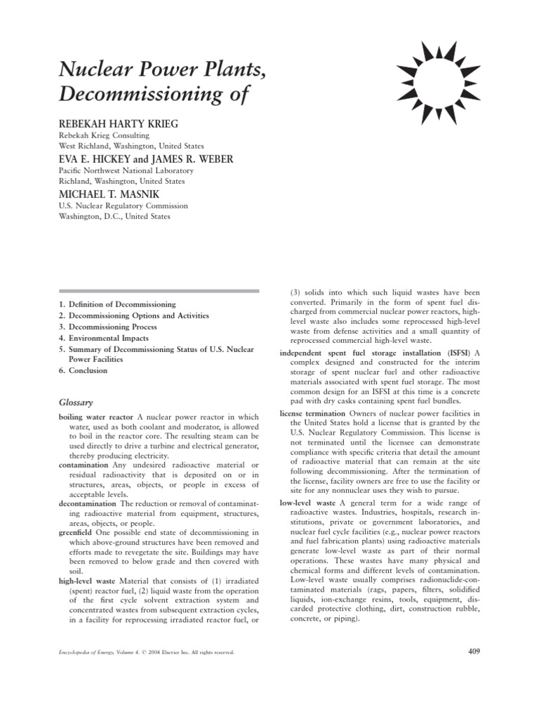 Decommissioning of Nuclear Power Plants | PDF | Radioactive Waste ...