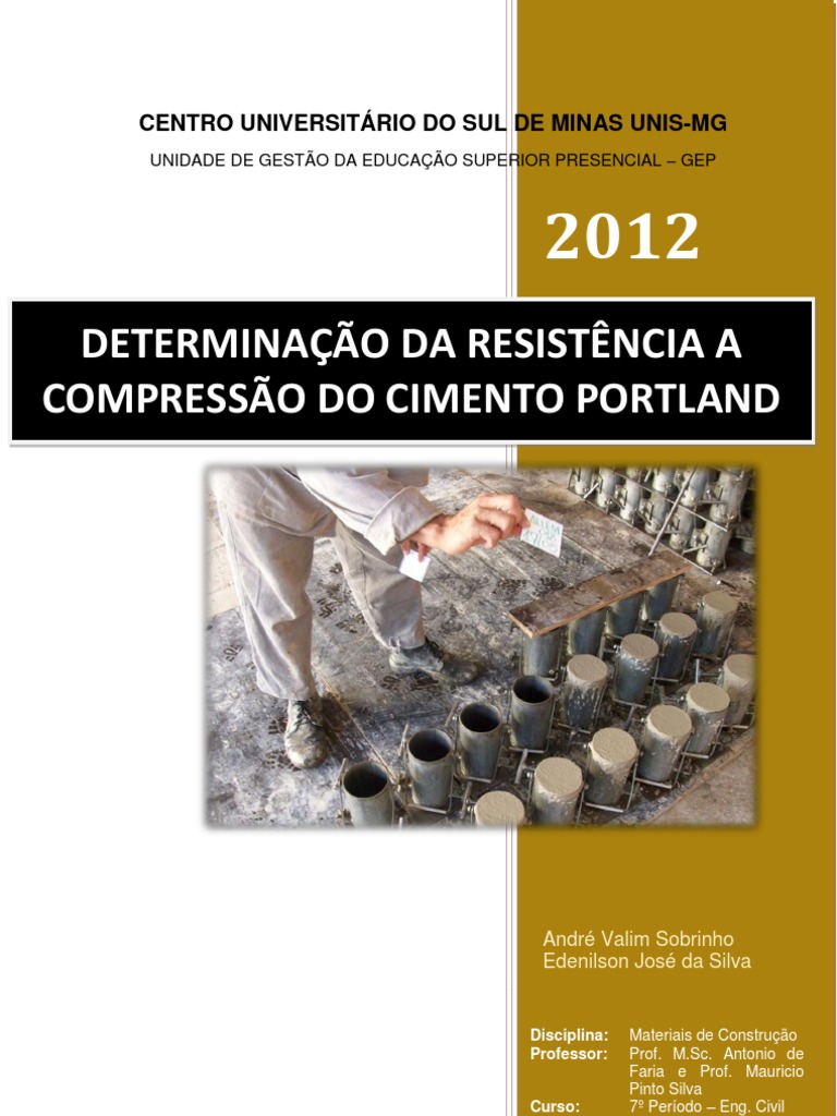 Resistência A Compressao Do Cimento Pdf Cimento Argamassa Alvenaria
