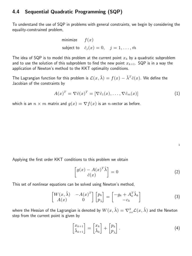 SQ P Methods | PDF | Mathematical Optimization | Applied Mathematics