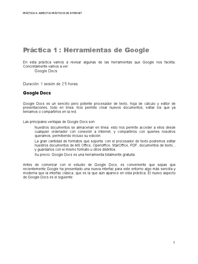 Practica 1 Herramientas de Google Docs | PDF | Google | Gmail