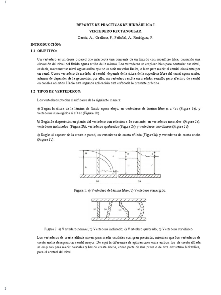 Practica Vertedero Rectangular | PDF | Descarga (hidrología) | Ecuaciones