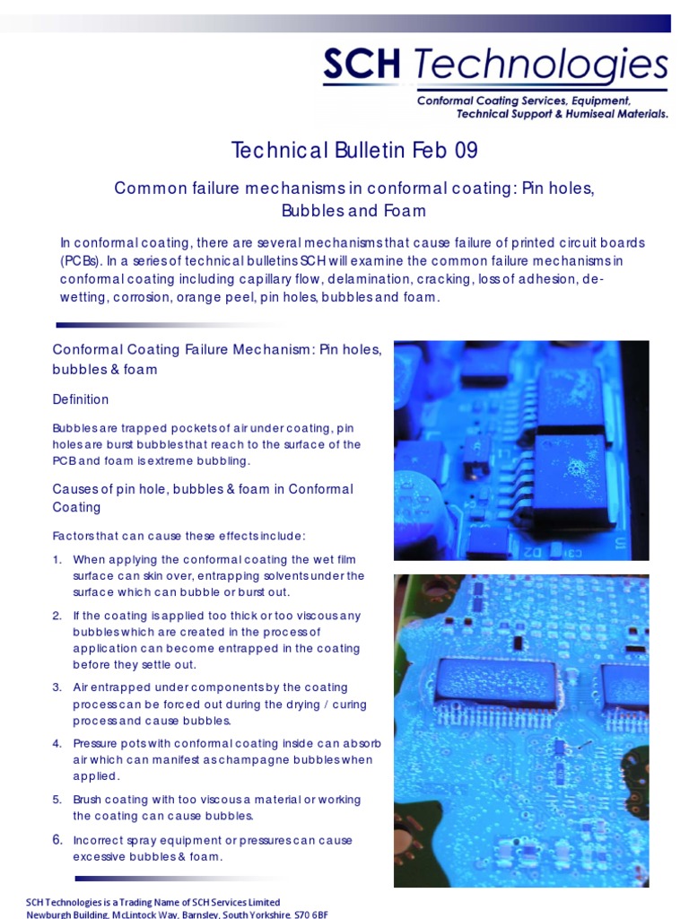 Bulletin Feb 09 Conformal Coating Failure Mechanisms Pinholes Bubbles ...
