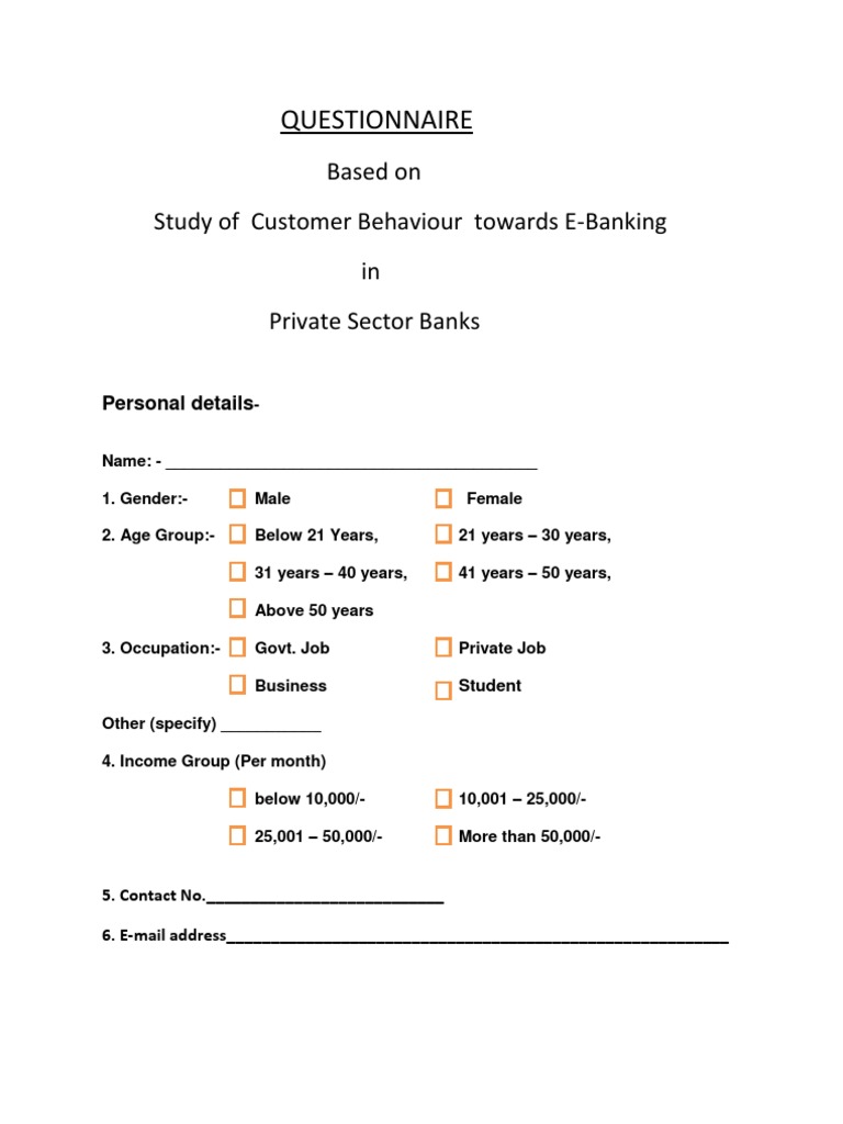 Customer Perceptions of E-Banking Services: A Questionnaire for ...