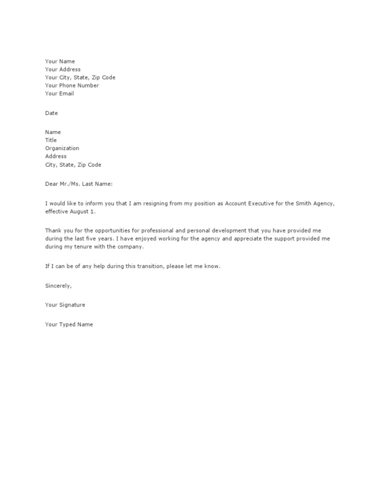 A Respectful Resignation Letter | PDF