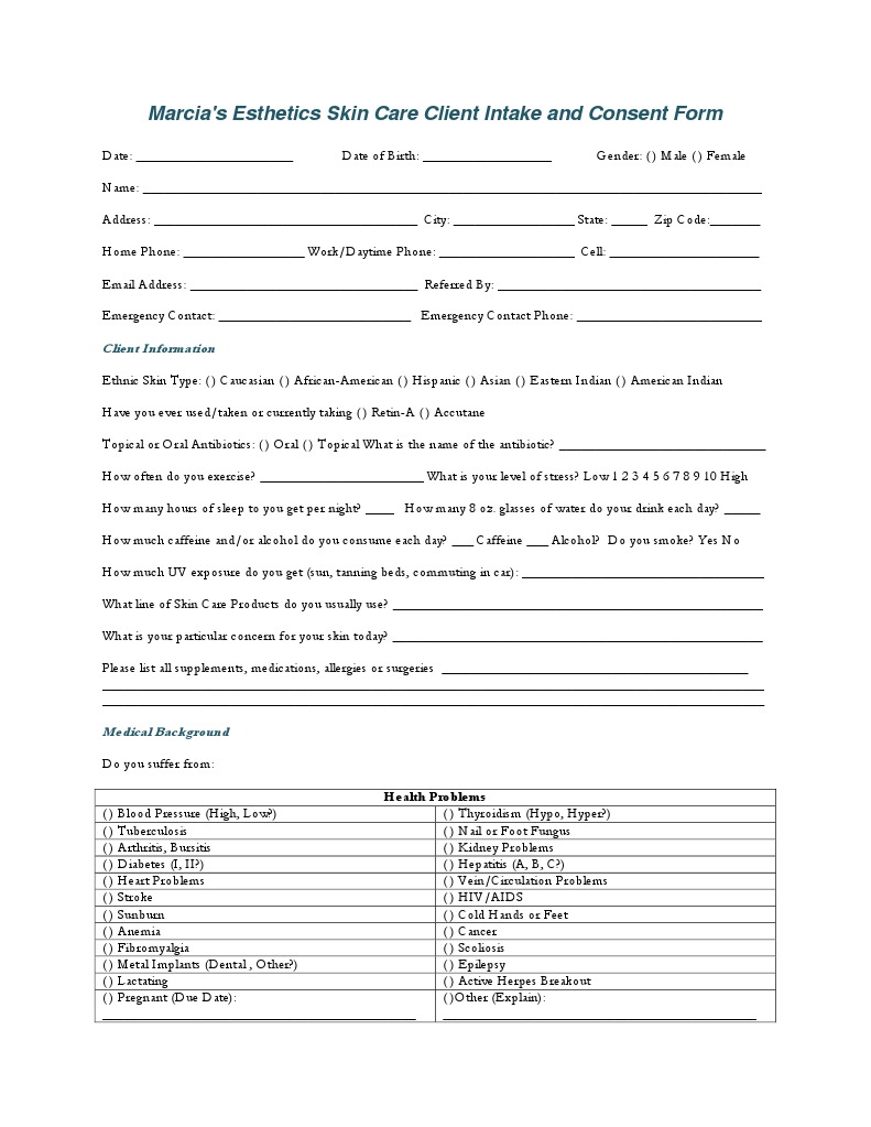Marcias Esthetics Client Intake Form | PDF | Allergy | Risk