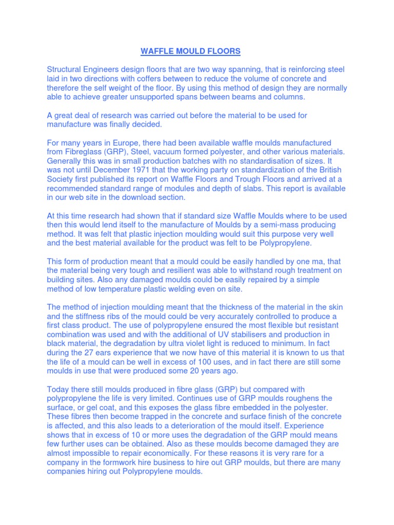 Waffle Slab | PDF | Fiberglass | Concrete