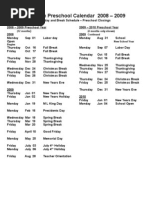 2008-2009 School Calendar & Events | PDF