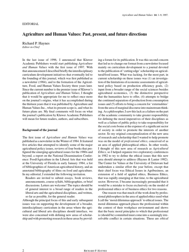 Agriculture and Human Values Overview | PDF | Philosophy Of Science ...