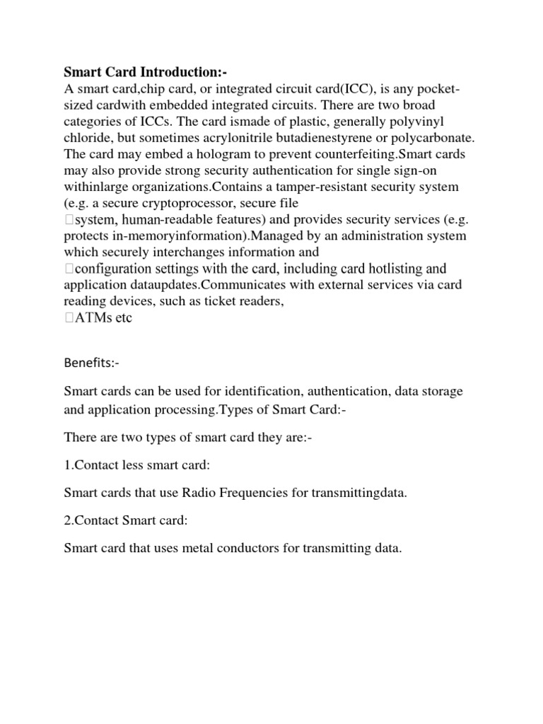 Smart Card Introduction | PDF | Smart Card | Financial Technology