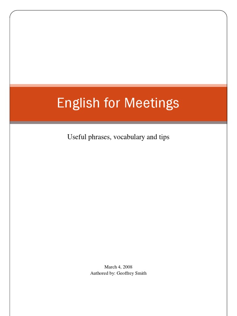 English For Meetings | PDF