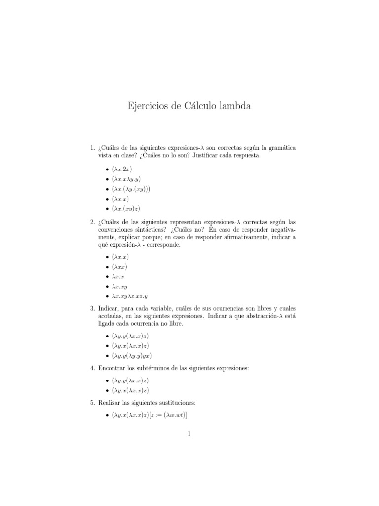 Ejercicios de Cálculo Lambda | PDF