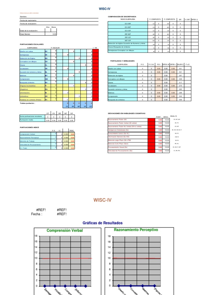 Excel Corrección Wisc-IV | PDF