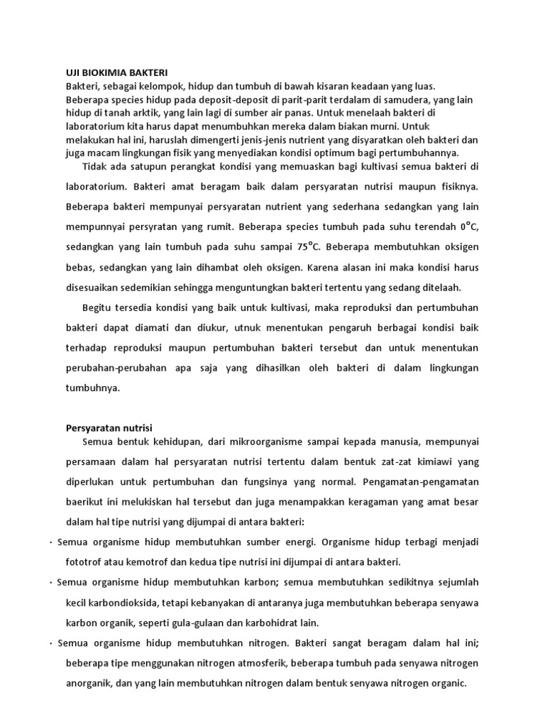 Uji Biokimia Bakteri | PDF