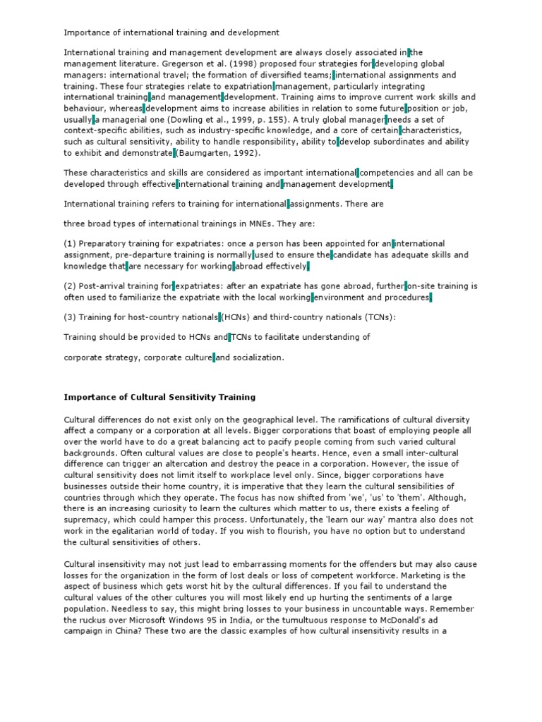 Importance of International Training and Development | PDF | Cross ...