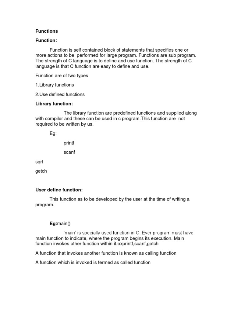 Functions | PDF | Subroutine | Parameter (Computer Programming) Functions | PDF | Subroutine | Parameter (Computer Programming)