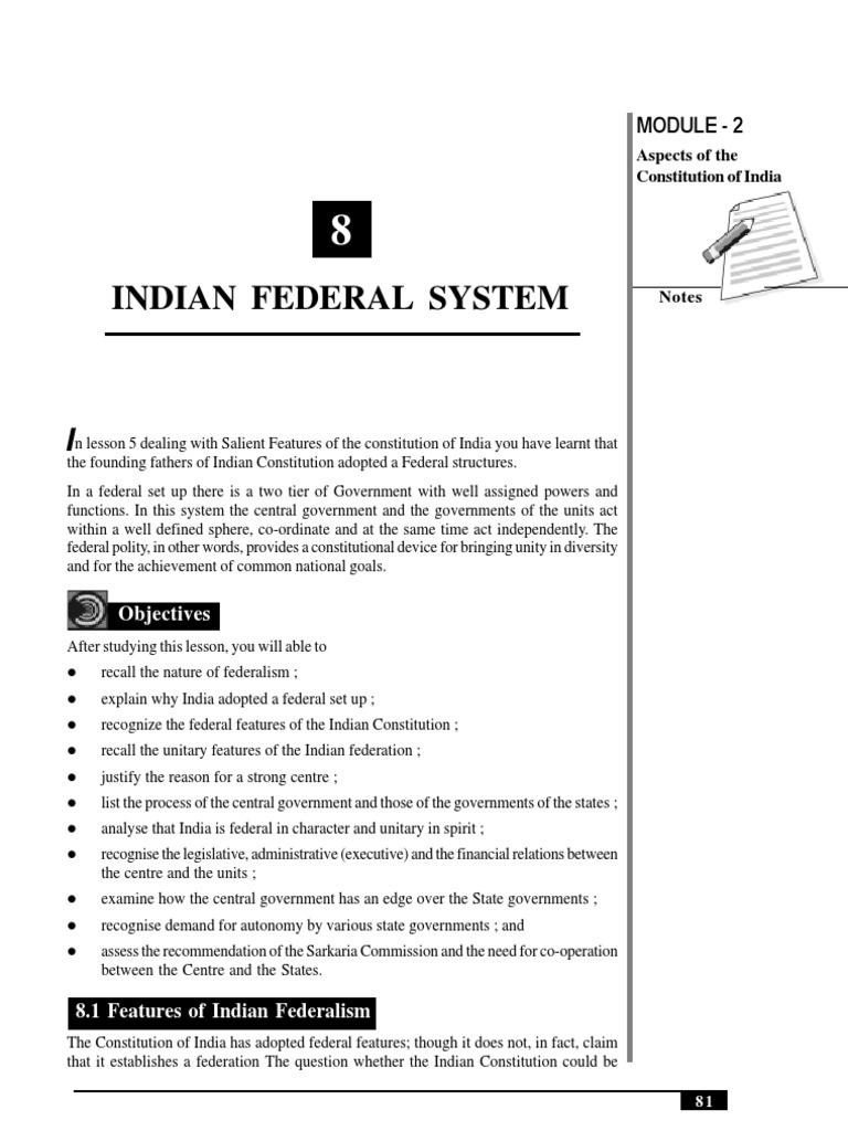 Features of Indian Federalism Explained | PDF | Politics | Social Science