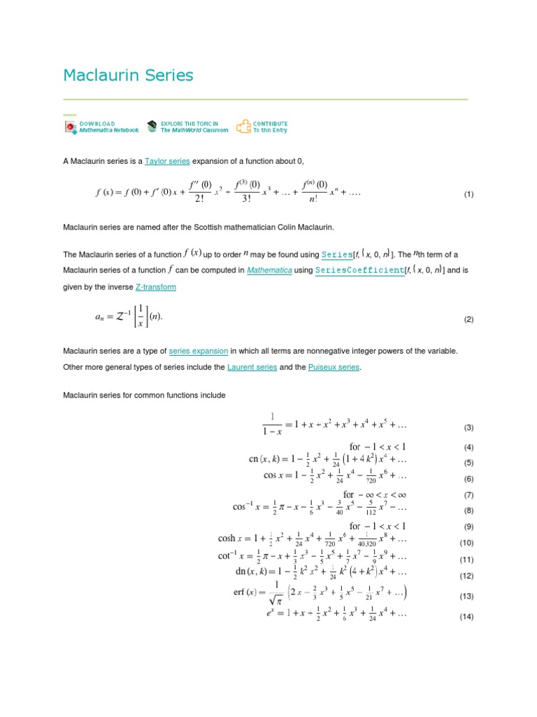 Overview of Maclaurin Series | PDF