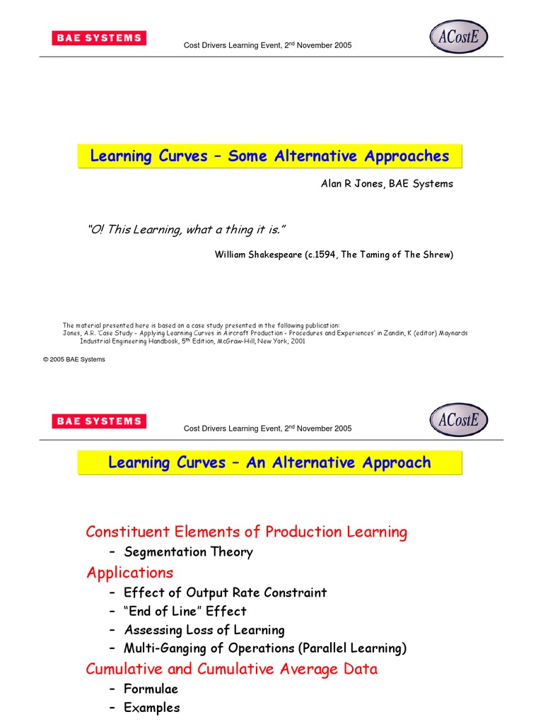 Application of Learning Curves in The Aerospace Industry Handout | PDF | Image Segmentation ...