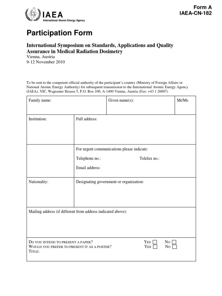 IAEA Medical Radiation Dosimetry Form | PDF | Politics