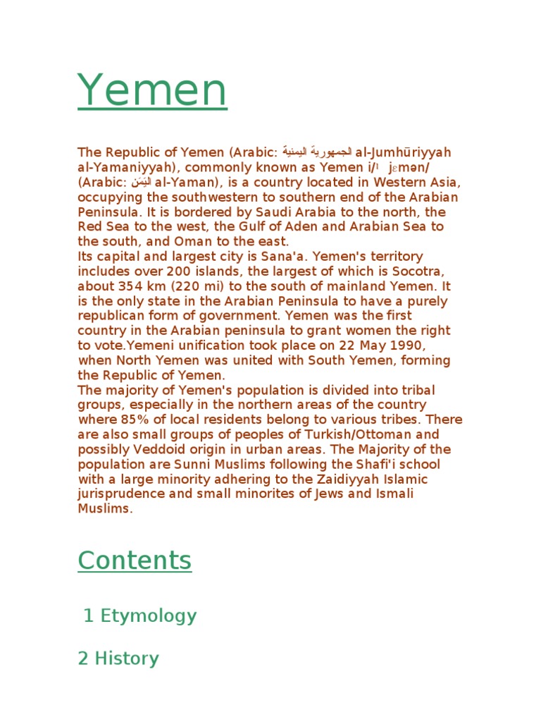 YEMEN | PDF | Yemen | World Politics
