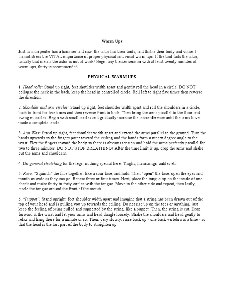 Physical Warm Up | PDF