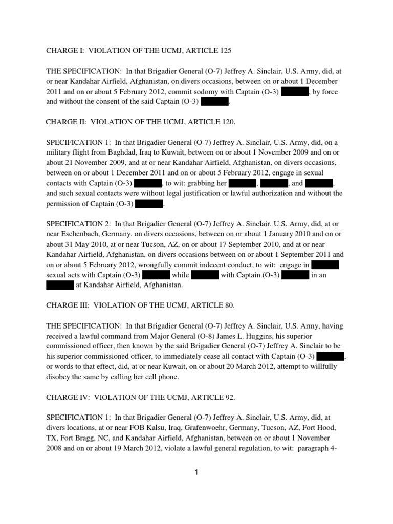 BG Sinclair Charges - Sensitive Information Redacted PDF | PDF ...