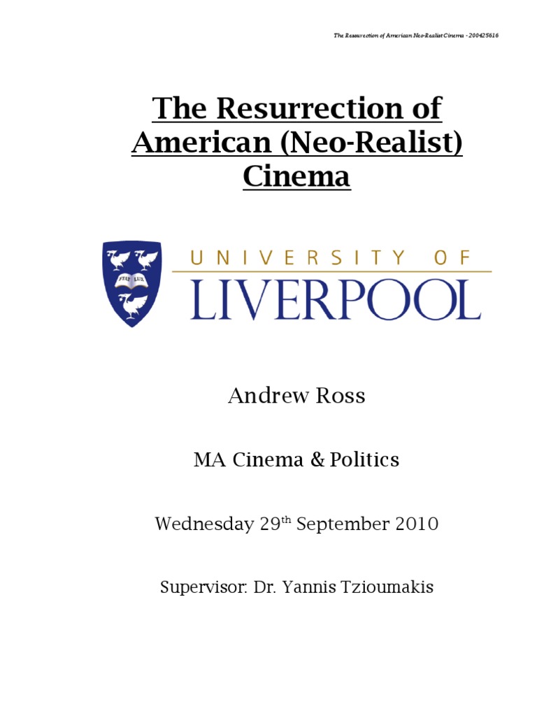 The Ressurection of American Neo-Realist Cinema | PDF | Independent ...