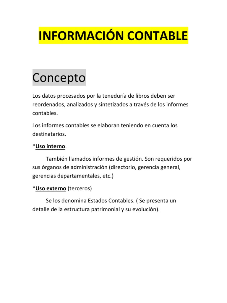 Contabilidad Informes Contables UNC | PDF | Beneficio (economía ...