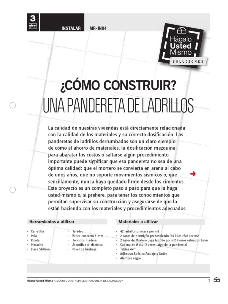 Construccion de Una Pandereta | PDF | Ladrillo | Fundación (Ingeniería)