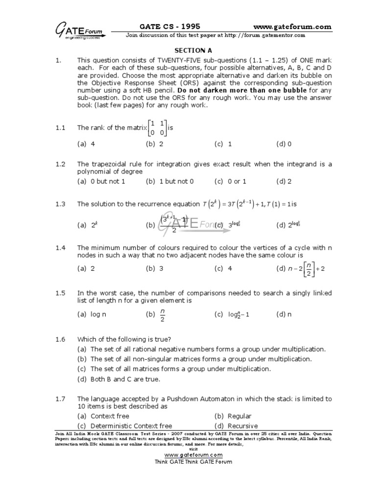 Cse 2002 Gate Paper | Download Free PDF | C (Programming Language ...