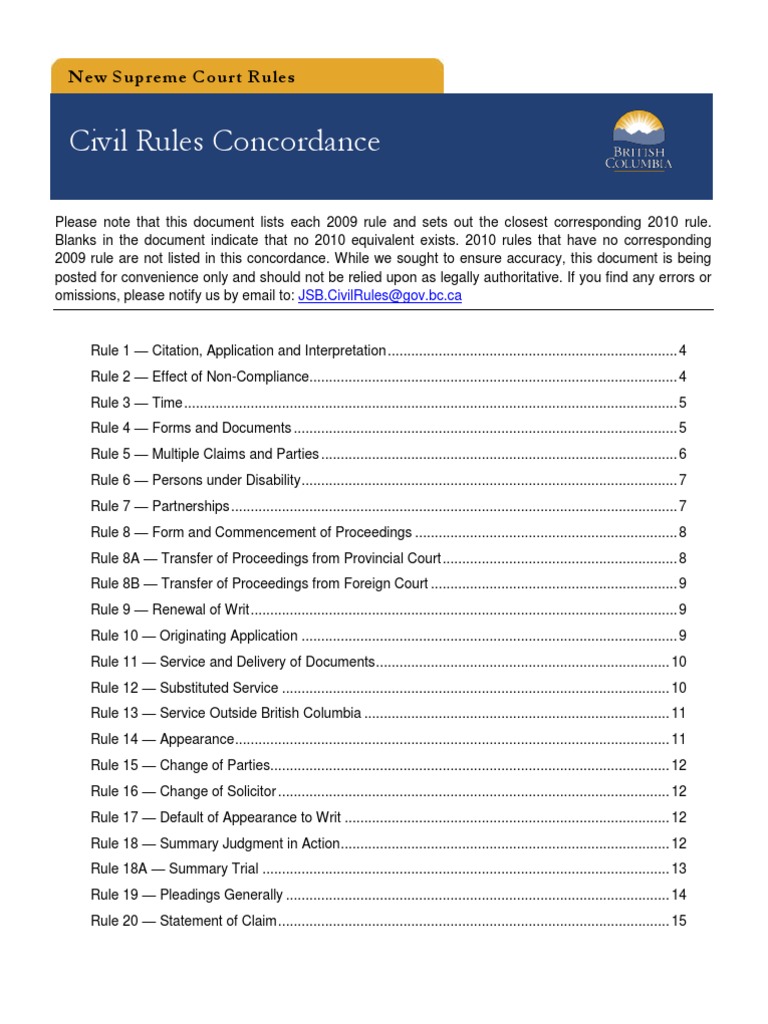 Civil Rules Concordance | PDF | Discovery (Law) | Judiciaries
