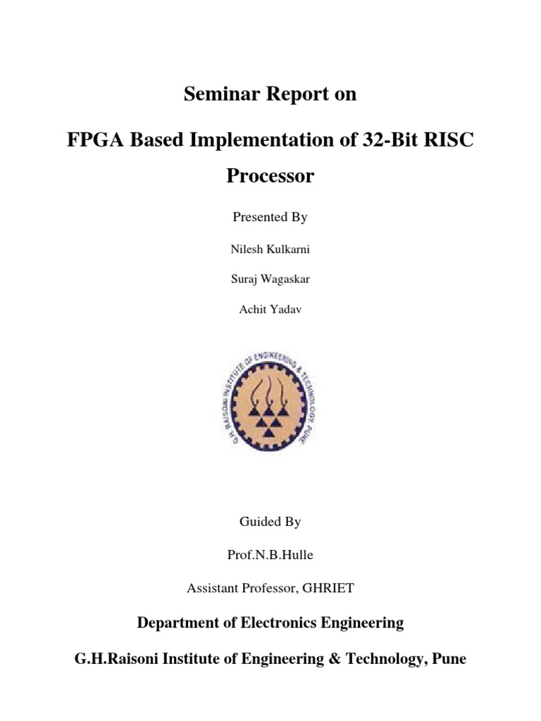 Fpga Based 32 Bit Risc Processor Design Pdf Field Programmable Gate Array Vhdl