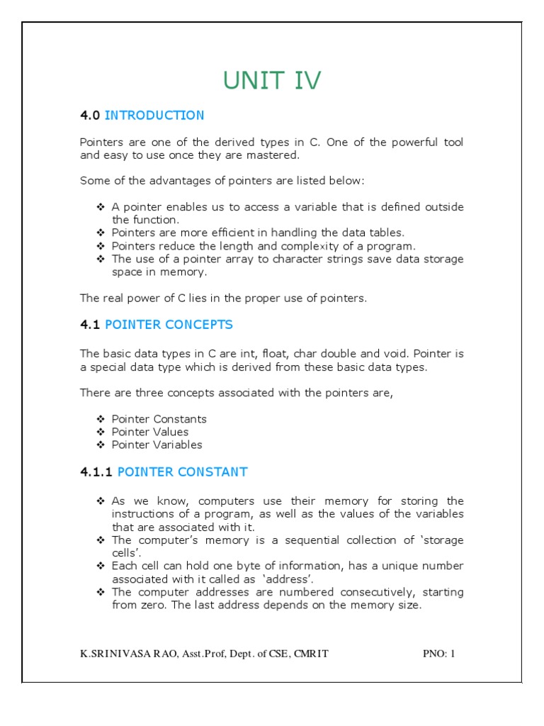 Understanding Pointers in C Programming | PDF | Pointer (Computer Programming) | Array Data ...