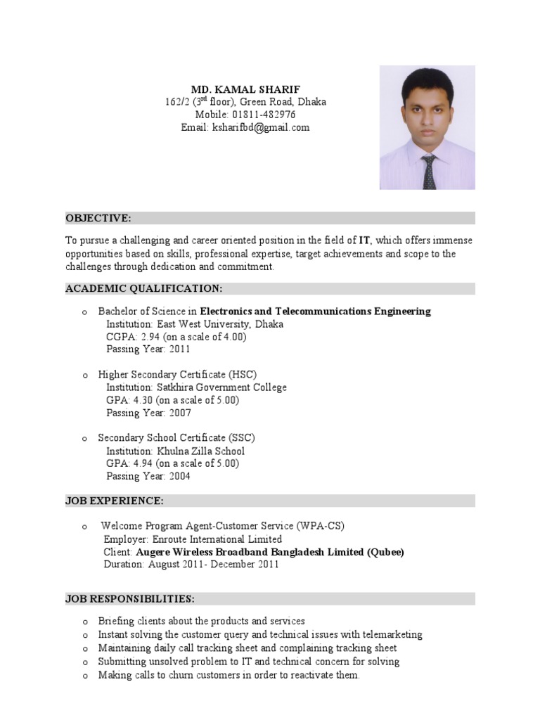 Resume of Kamal Sharif | PDF | Bangladesh | Cisco Certifications