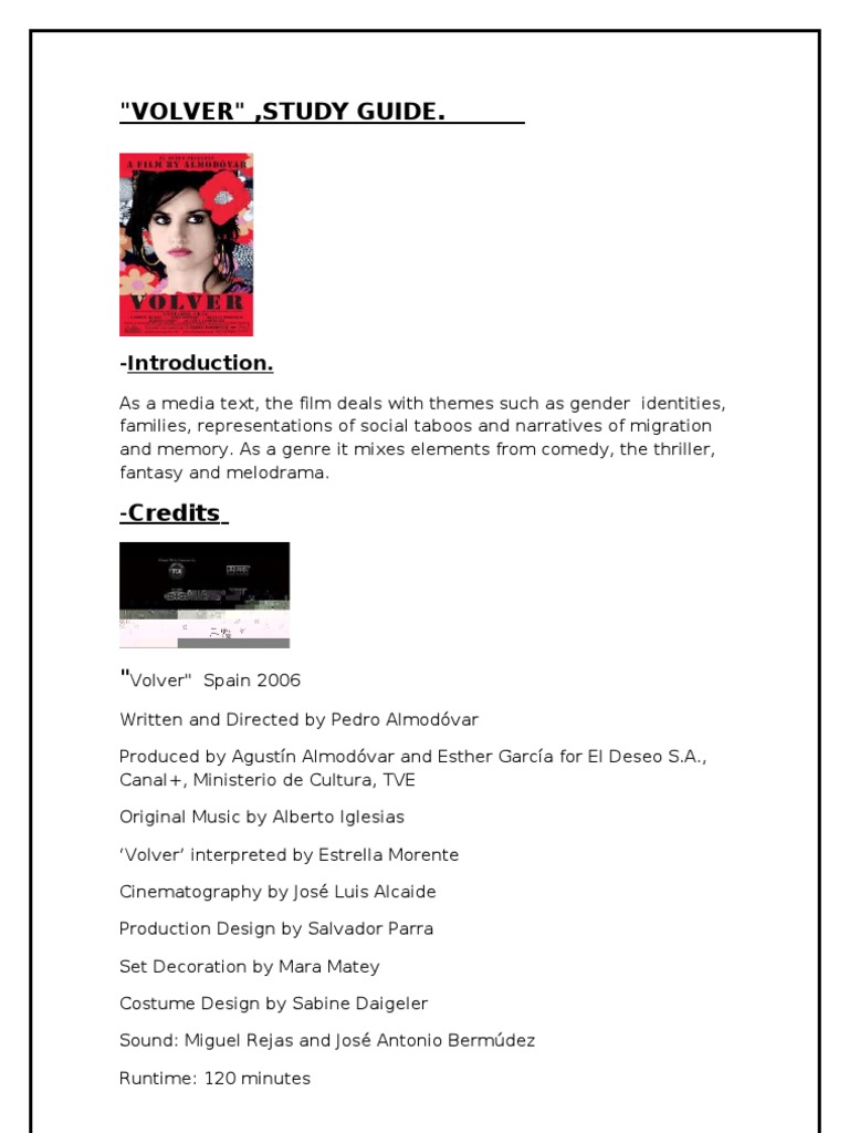 Volver - Study Guide | PDF