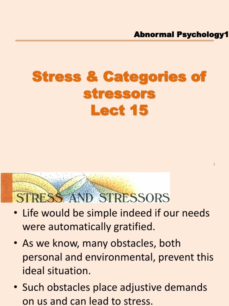 Lect 13 Stress and Categories of Stressors | Stress (Biology) | Self ...