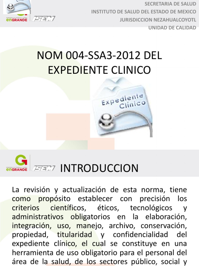 Nom 004-Ssa3-2012 Del Expediente Clinico | PDF | Cirugía | Cuidado de la salud