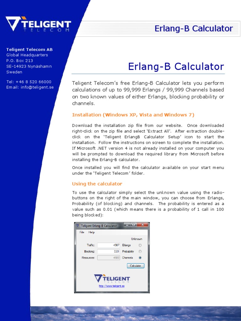 Erlang-B Calculator Instructions | PDF | Installation (Computer Programs) | Microsoft Windows