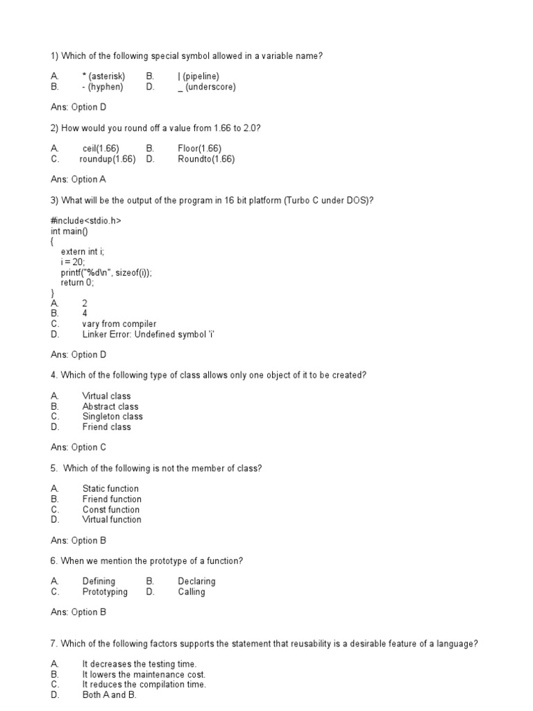 Basic C Interview Questions Pdf Pointer Computer Programming Boolean Data Type 